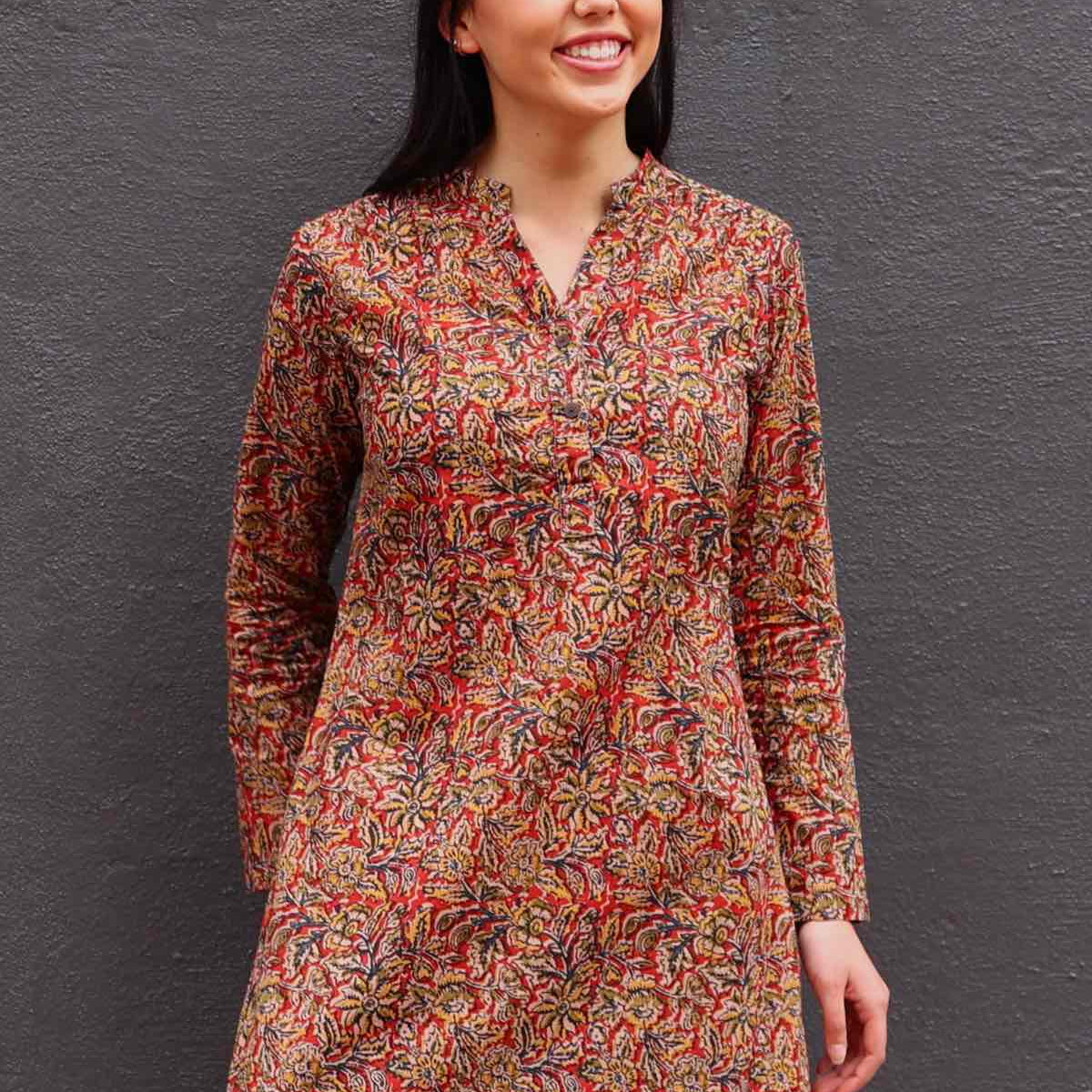 Torvi Tunic 100% Cotton Kurta, India Print – Karma East