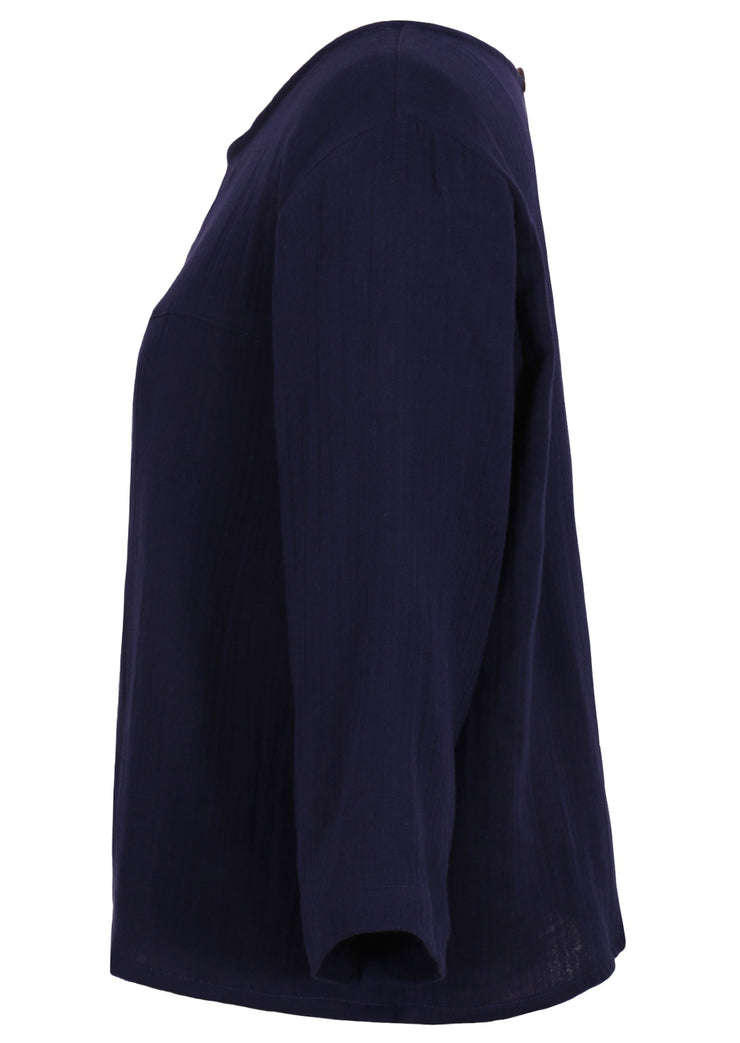 Double Cotton Demi Top Dark Blue | Karma East Australia