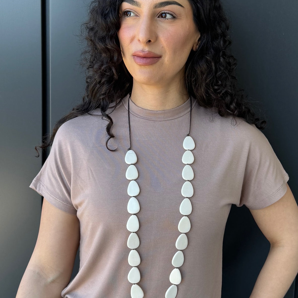 Long Necklace White Wood | Karma East Australia