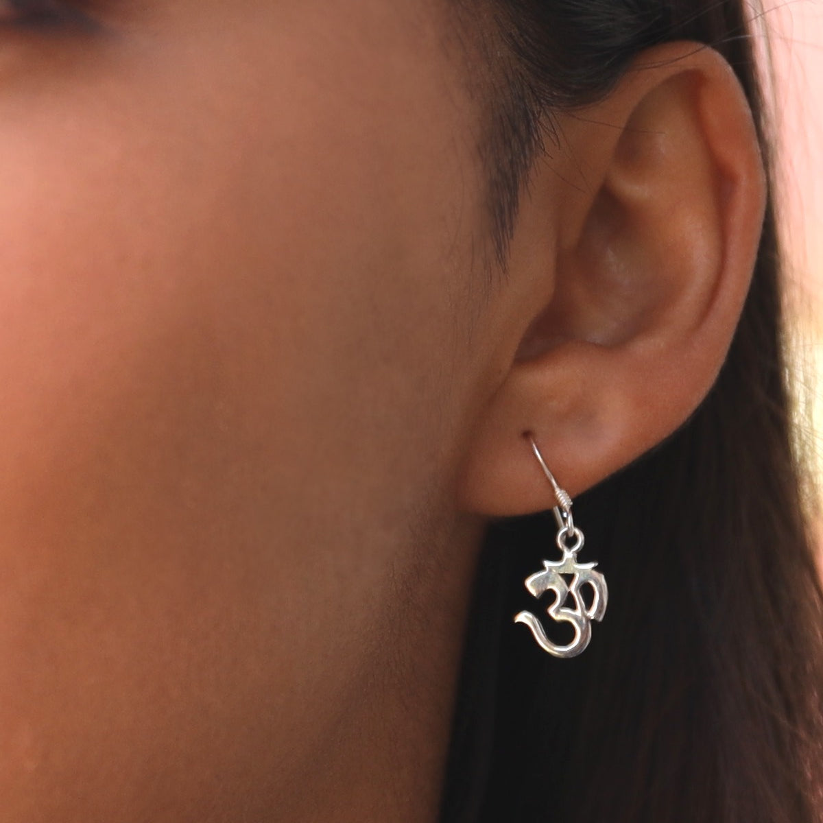 Om Silver Dangle Earrings | Karma East Australia