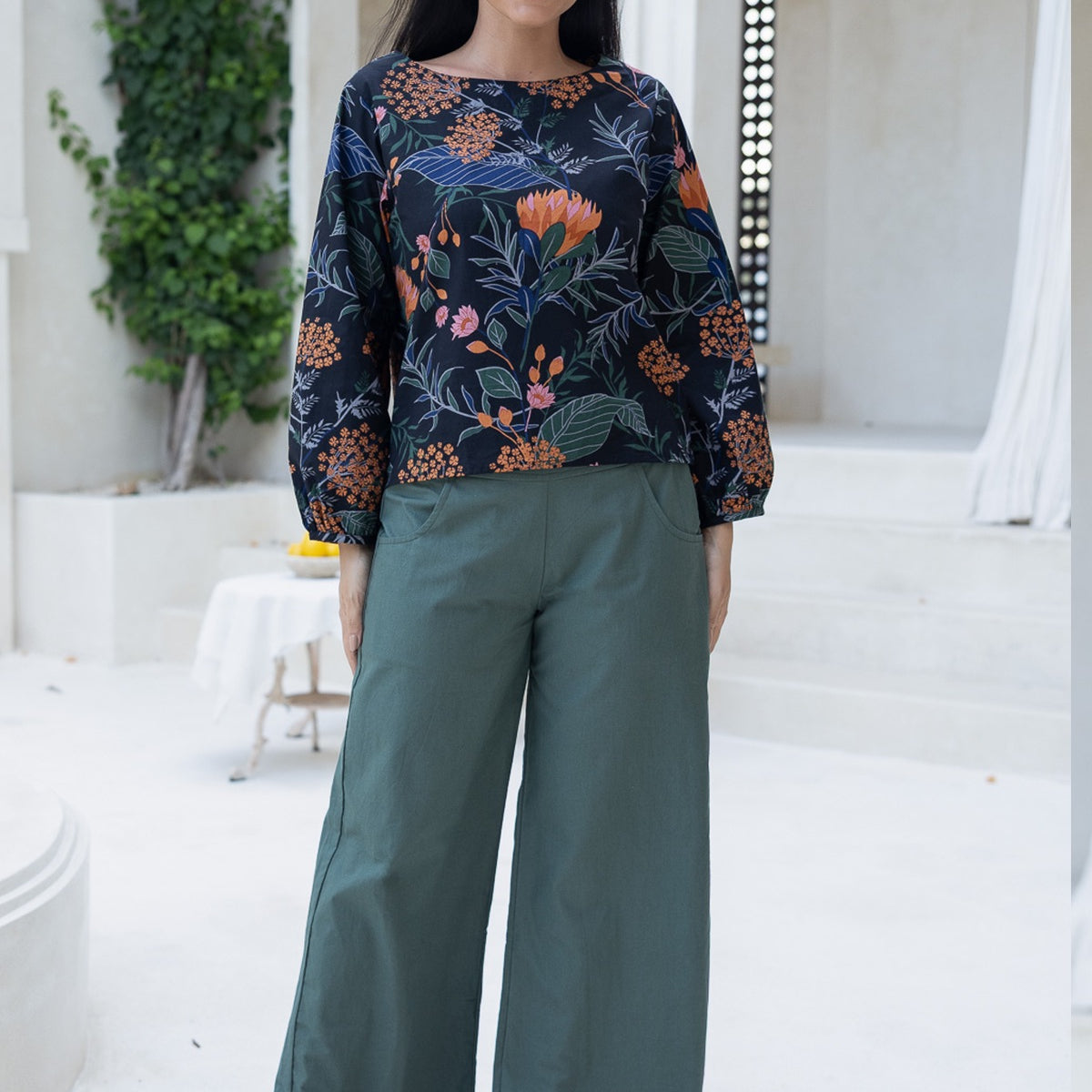 Remi Pants Jungle Green | Cotton High Waisted Wide Leg Pants Plain ...