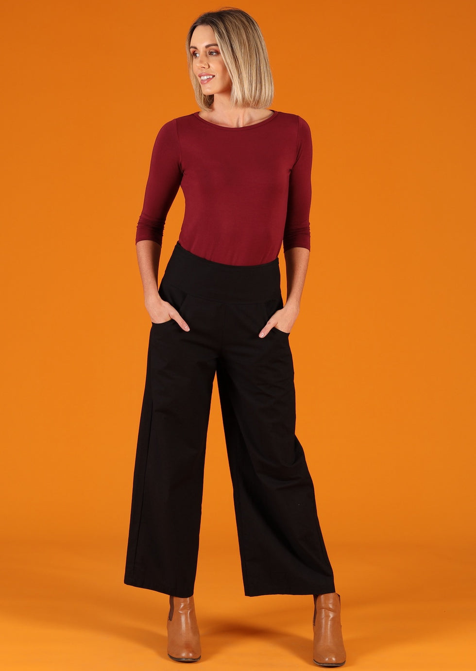 Cotton Wide Leg Remi Pant Black | Karma East