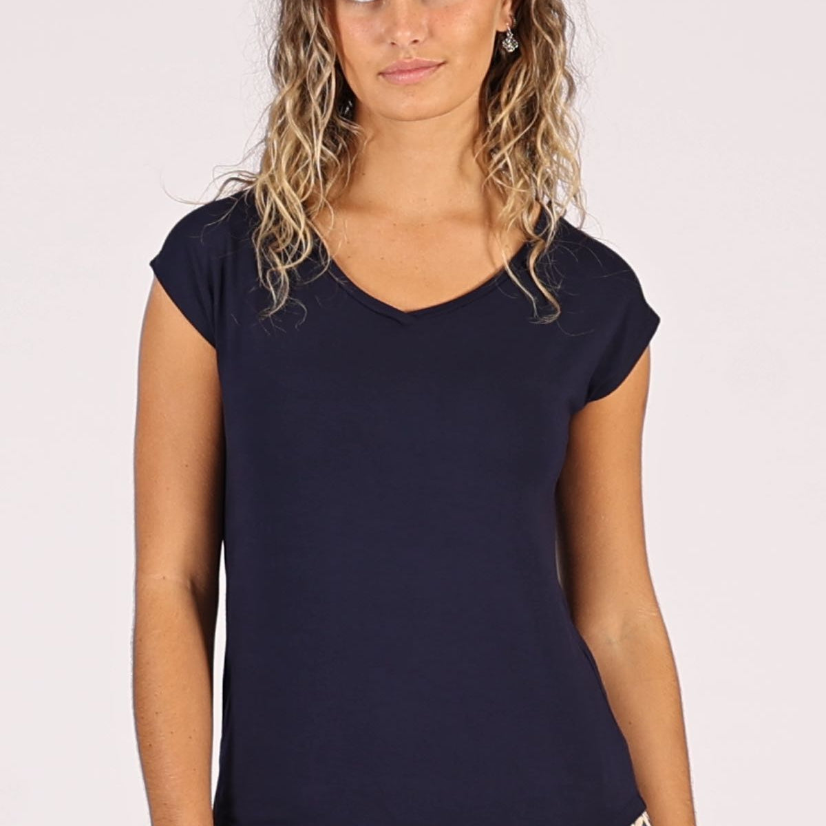 Simple Top V-neck Navy Blue | Karma East Australia