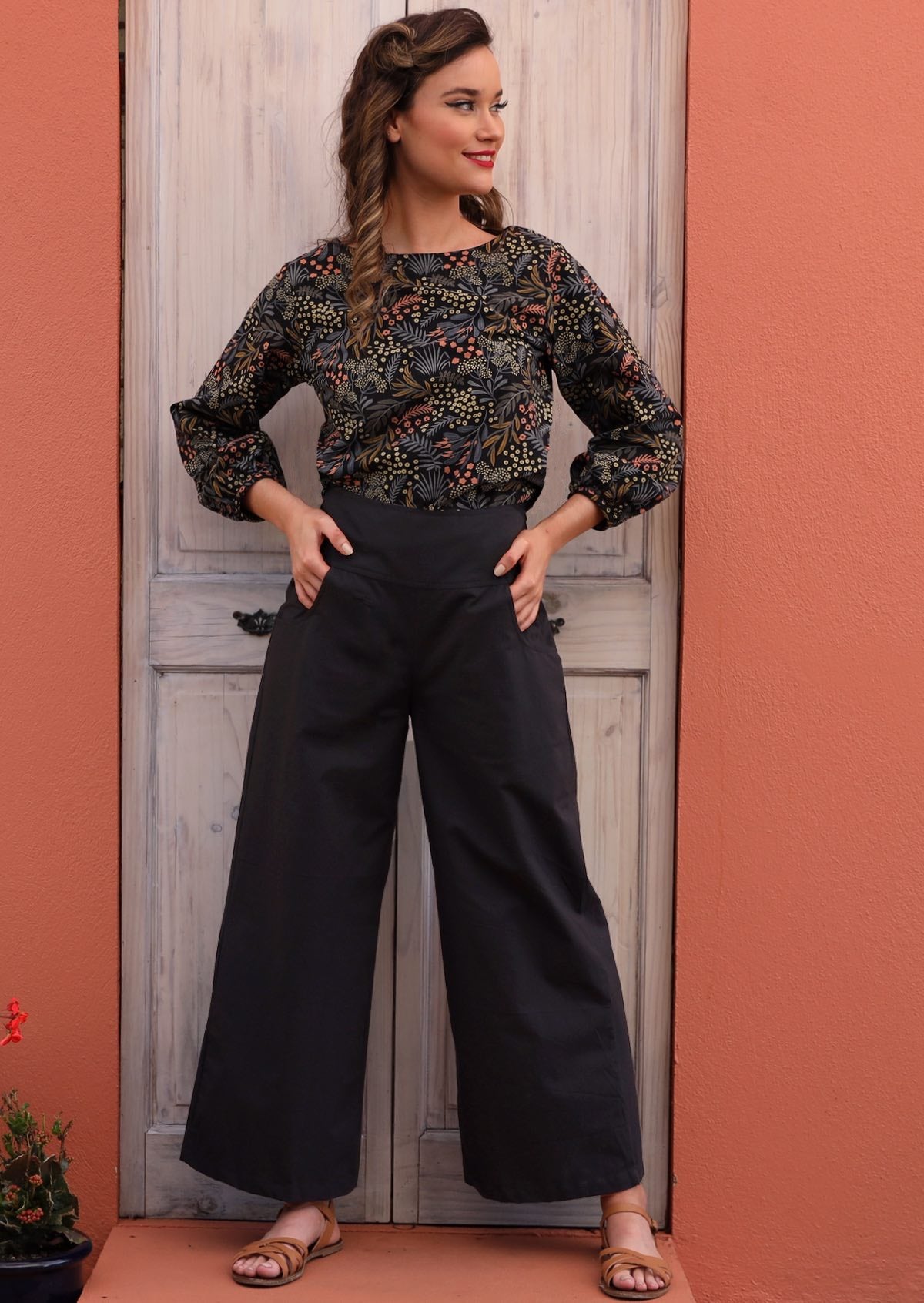 Cotton Wide Leg Remi Pant Black | Karma East