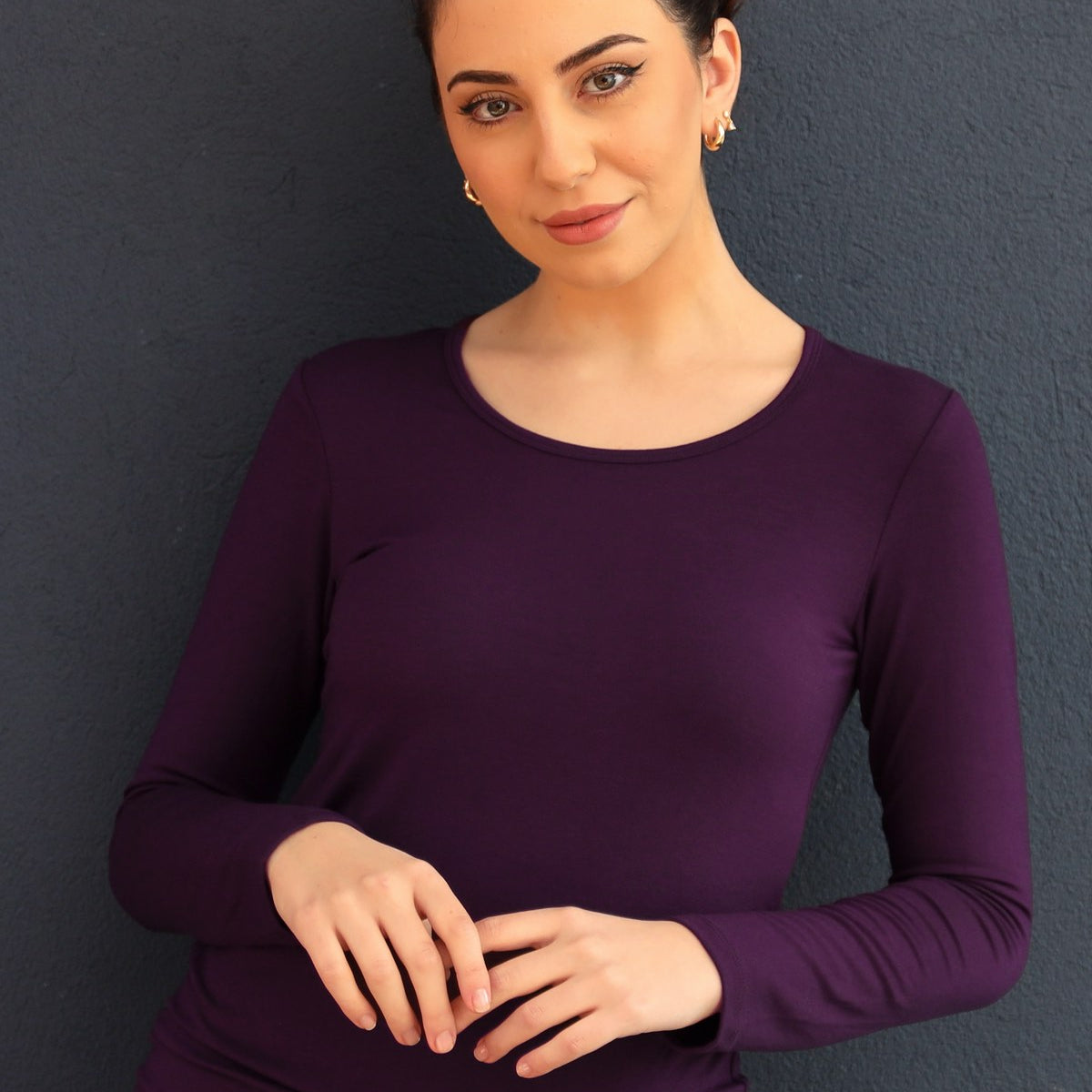 Round Neck Top Dark Purple | Karma East Australia